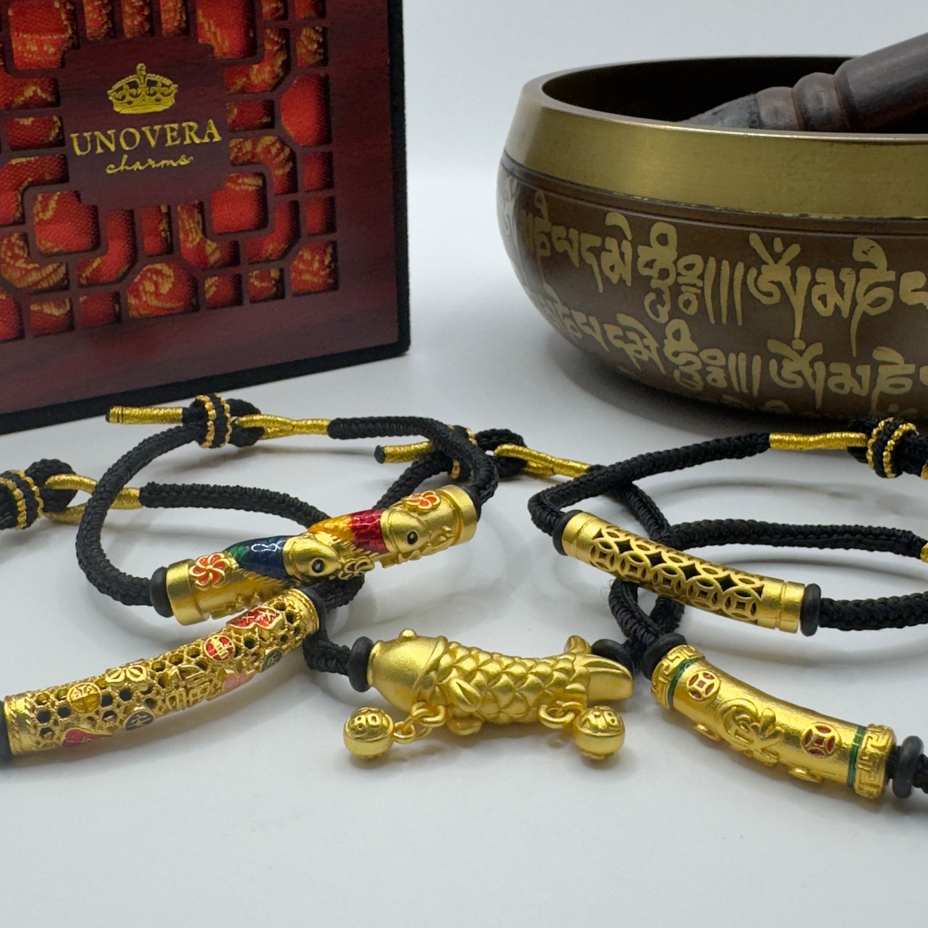 Black String with Gold Baifu Collection for Luck, Prosperity and Stron ...